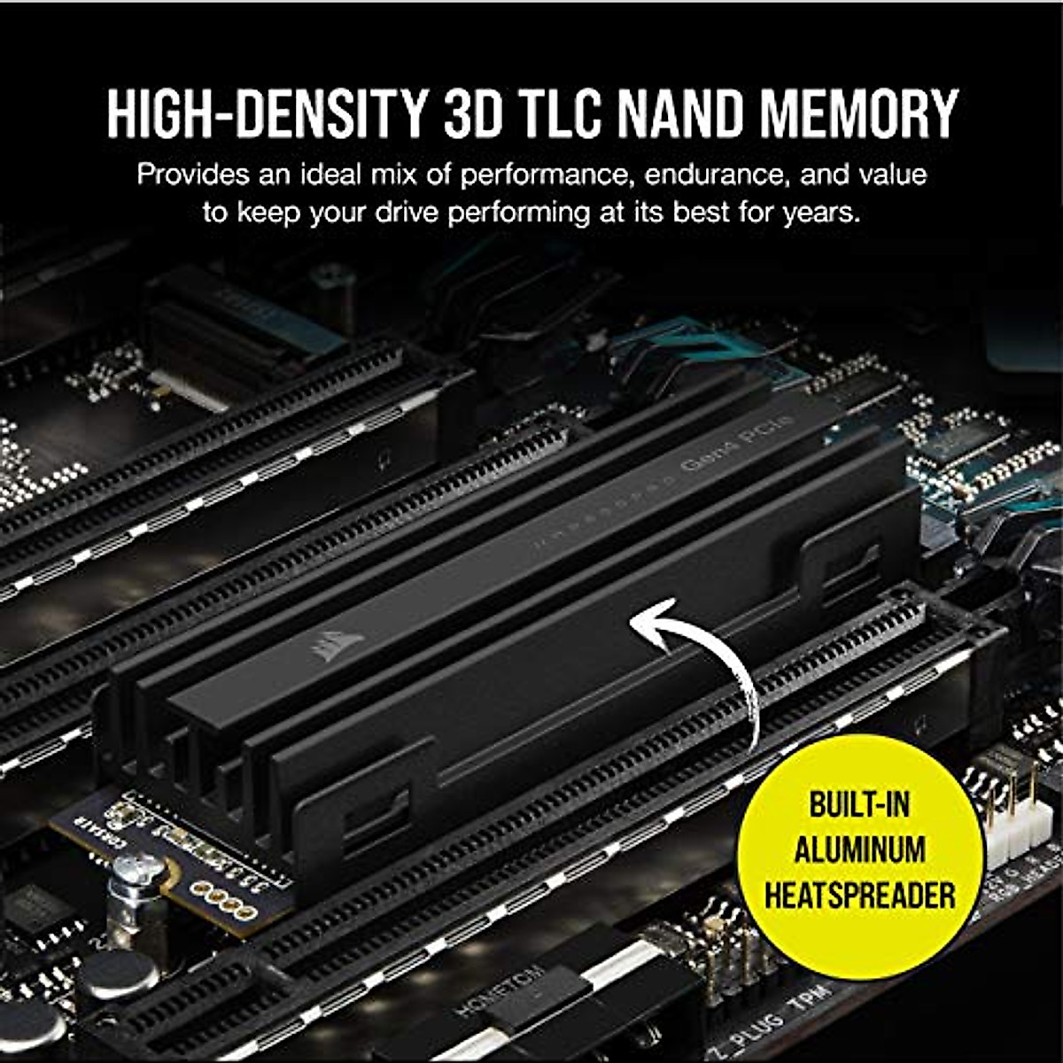 CORSAIR MP600 PRO 4TB Gen4 PCIe x4 NVMe M.2 SSD – High-Density TLC NAND – Aluminum Heatspreader – M.2 2280 Form-Factor