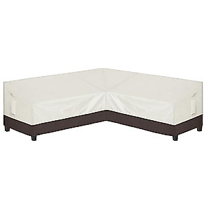 Easy-Going Outdoor V-Shaped Sectional Sofa Cover 85"X85" UV Resistant Patio Sectional Couch Cover Waterproof Lawn Patio Furniture Cover, Beige/Brown