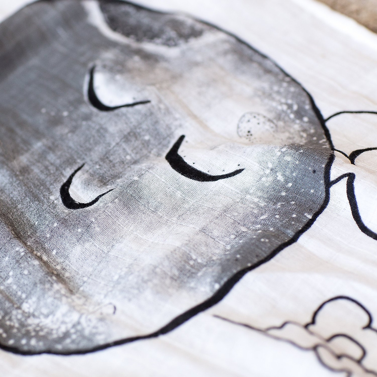 JumpOff Jo - Baby Blanket Swaddle, Hypoallergenic, 100% Cotton Baby Muslin Blanket with Original Storytelling Designs - 47" in. x 47" in. - Mama Bear Black