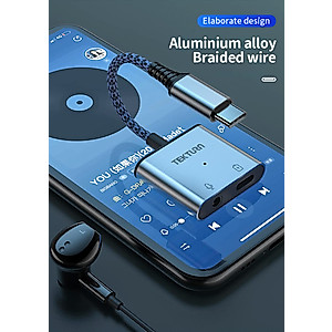 USB-C to 3.5 mm Headphone and Charger Adapter, 2 in 1 USB-C to Aux Audio Jack with PD 60W Fast Charging, Compatible with iPad Pro, iPad Air, Android Phones and Tablets by TEKTURN