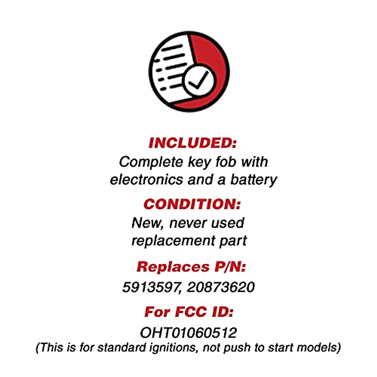 KeylessOption Flip Remote Key Fob 4btn Remote Start for GM (OHT01060512)