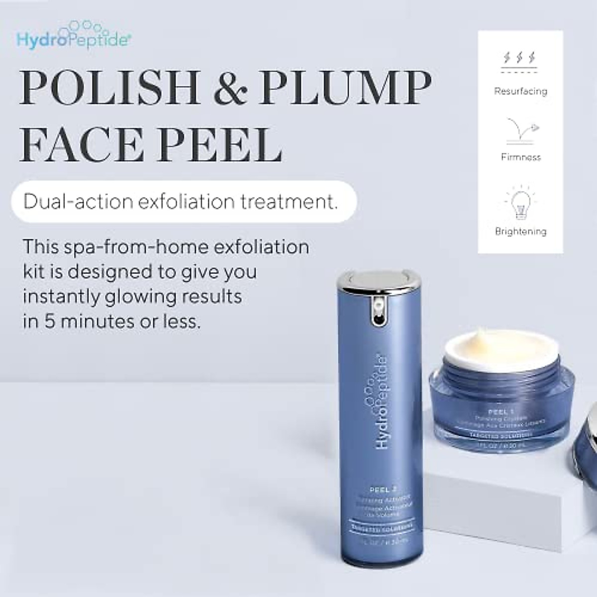 HydroPeptide Polish & Plump Face Peel Radiant Two-Step System, Boosts Firmness and Plumpness, 1 Set