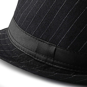 Fedora for Men Women Unisex Men's Women's Classic Manhattan Structured Gangster Trilby Fedora Hat Black
