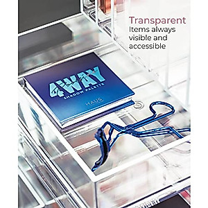 iDesign The Sarah Tanno Collection Plastic Cosmetic Drawer Organizer, 4" x 8" x 2", Clear
