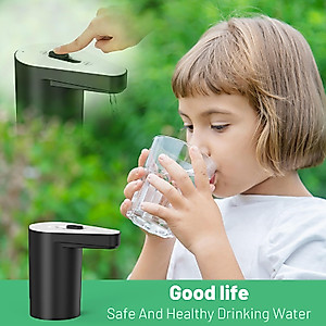 Water Pump for 5 Gallon Bottle, Universal Water Bottle Pump for Home Camping for 2-5 Gallon Jugs, Electric Bottle Pump, Portable Rechargeable Water Dispenser (Black)