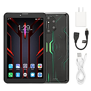 PUSOKEI 7in Android Tablet PC, Dual SIM Calling Tablet, 4GB RAM 32GB ROM, 8 Cores CPU, 1080P IPS Touch Screen, 5MP and 8MP Camera, 2.4G 5G WiFi, BT 5.0, Android 10.0(Bright Green)