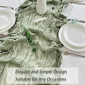 4 Pack Sage Green Cheesecloth Table Runner 20 x 120 inch Gauze Table Runners 10 FT Long,Semi Sheer Boho Cheese Cloth Fabric Table Runner Bulk for Wedding,Party,Baby Shower,Bridal Shower Decoration
