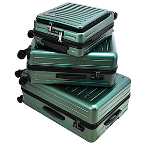 3Pcs (20/24/28) Luggage Set, HardShell Lightweight, Only 20" with Front Pocket, 21.65*15.35*7.87" Fits Overhead Cabin, 24" (26*17.7*10.2") and 28" (19.68*11.81*29.92") Checked Luggage, Green