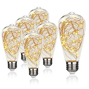 St19 Decorative String Light Bulbs,Led Fairy Bulb,1W Equivalent To 15W Incandescent Bulbs,Suitable For Liveing room,bedroom,Courtyard light String bulbs,warm white 2200K,E26 base,120V/AC(6PACK)