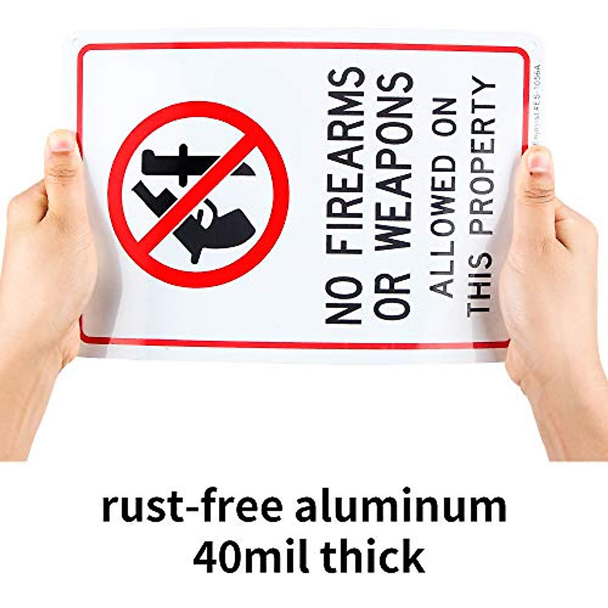 2-Pack No Firearms Guns Or Weapons Allowed Sign, 10"x 7" .04" Aluminum Reflective Sign Rust Free Aluminum-UV Protected and Weatherproof