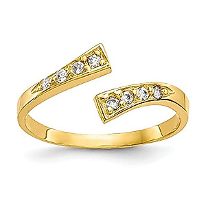IceCarats 10K Yellow Gold Cubic Zirconia CZ Adjustable Toe Ring Open Midi Band Summer Beach Jewelry