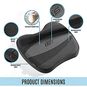 Skechers Skech-Knit Memory Foam Seat Cushion, Ultimate Premium Coccyx Cushion for Tailbone Pain - Seat Pad for Car, Office Chair, Wheelchair, Gaming Chair and Desk Chair - Sciatica & Back Pain Relief