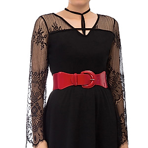 GRACE KARIN Plus Size Elastic Designer Belts Buckled Waistband for Party Skirts (2XL,Red)