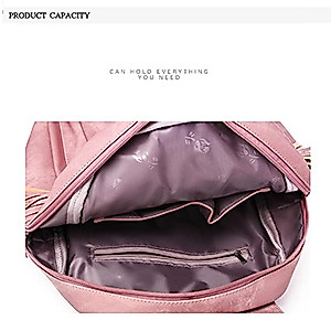 nice--buy Tassel Backpack PU Leather Shoulder Bag Women Fashion Backpack Casual Daypack Travel Lady Bag Crossbody Satchel Shoulder (Khaki)