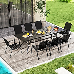 S AFSTAR Patio Chairs Set of 4, Stackable Patio Chairs Set with Armrests and Breathable Seat Fabric, Outdoor Dining Chairs Set for Patio, Pool Side, Backyard