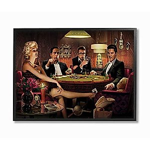 Stupell Industries Poker Game Night Vintage Hollywood Movie Star Classic Illustration, Design by Artist Jadei Graphics Wall Art, 16 x 1.5 x 20, Black Framed