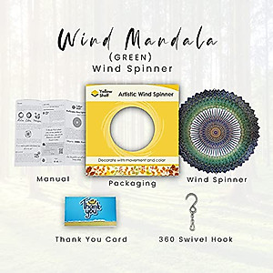 Yellow Shelf Kinetic Wind Spinners for Yard & Garden - Stainless Steel 3D Mandala Spinner - Hanging Wind Spinner for Lawn, Patio & Outdoor Decorations 12 inches