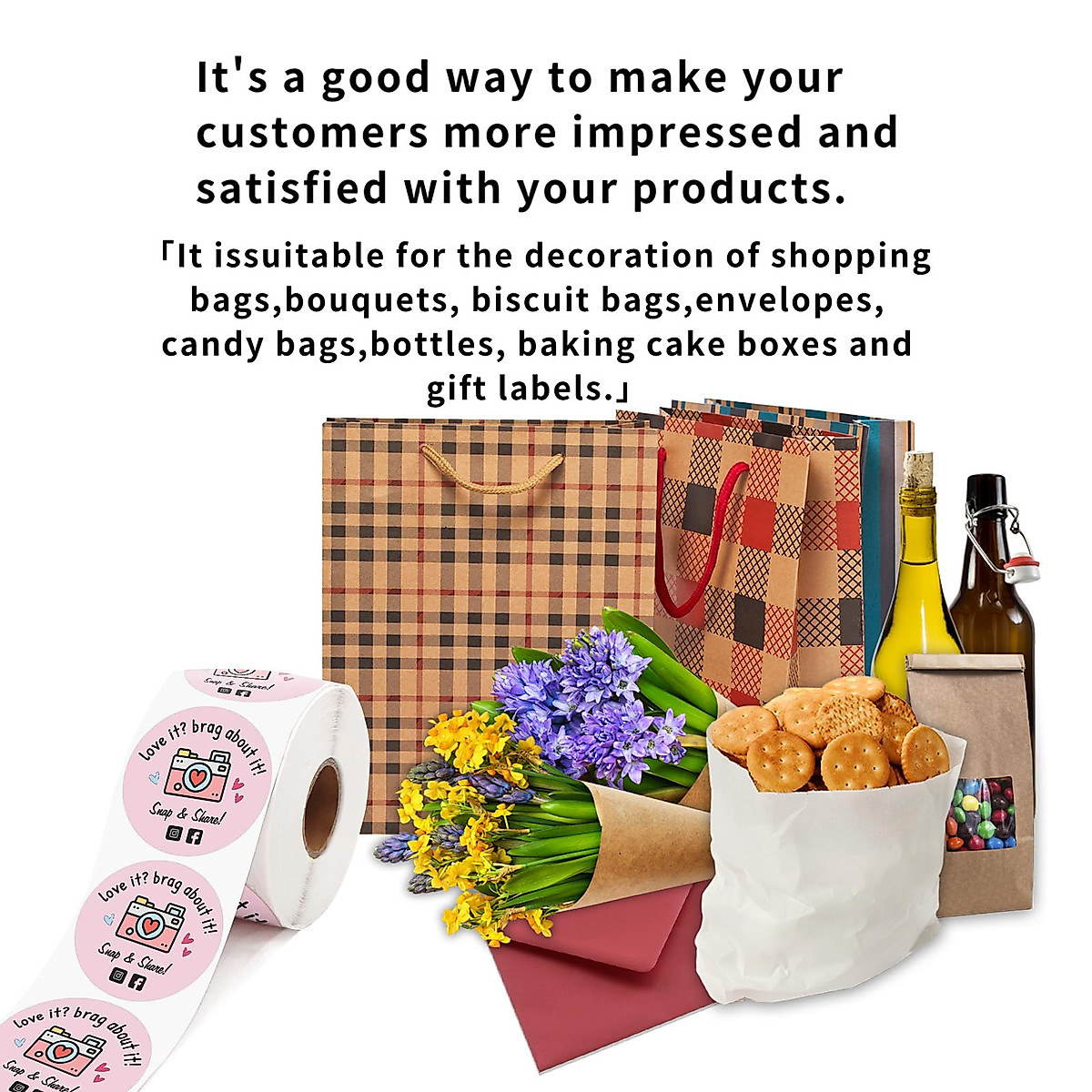 Cute Pink Retro Camera Design Stickers, Snap & Share Thank You Stickers, Online Retailers Mail Envelopes Packaging Stickers Labels Shipping Stickers for Small Business,500 PCS…