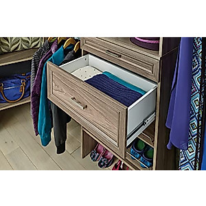 ClosetMaid SuiteSymphony Wood Drawer, Add On Accessory Shaker Style, for Storage, Closet, Clothes, x 10” Size for 25 in. Units, Natural Gray/Satin Nickel, 25" X 10"