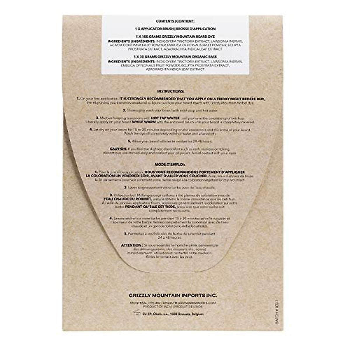 Grizzly Mountain Beard Dye - Organic & Natural Dark Brown Beard Dye