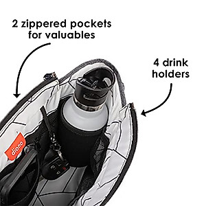 Diono Buggy Buddy XL Universal Stroller Organizer with Cup Holders, Secure Attachment, Zippered Pockets, Safe & Secure, Gray
