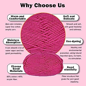 2 Pcs 100g Cotton Acrylic Yarn for Crocheting,Soft and Fluffy Crochet Yarn for Knitting and Crafts，4 ply Warm Yarn for DIY Slippers Cushions Dolls Bags Blankets Ornaments and Trinkets（Denim Blue）