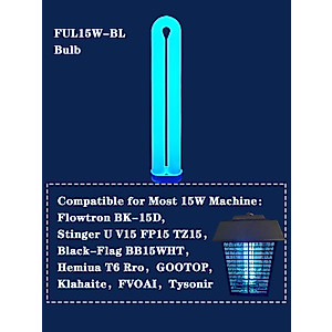 15W BF35 Replacement Black Light Bulb Compatible for Flowtron BK-15D, BF-35C,Stinger U/V15, FP15, TZ15, BB-15WHT,U Shaped Twin Tube Bulb for T6 T8 T9，FUL15W-BL-2 Pack
