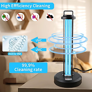 coospider-repta 38W UV Sanitizer Light, Portable Ultraviolet Light with 3-Gear Timer and Remote Control, 110V UV Light, 99.99% UVC Cleaning Lamp for Home, Office, Hotel, School