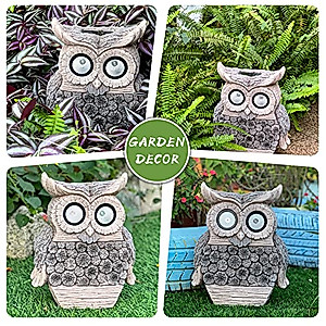 Skyant Solar Garden Statues Owl Figurine with Glowing Eyes - Outdoor Garden Statues for Yard Lawn Patio Decor