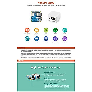 NanoPi NEO3 Rockchip RK3288 Tiny ARM Single Board Computer with 1GB RAM USB3.0,Gbps Ethernet and Unique MAC Address