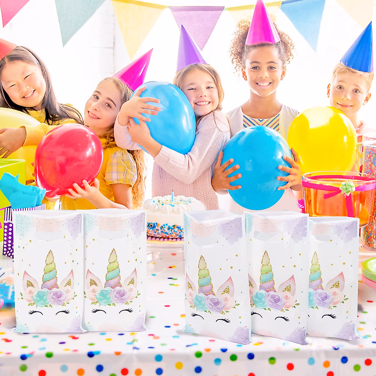 DaiUni 30 PCS Unicorns Goodie Bags Party Favor Bags with Handles for Kids Birthday