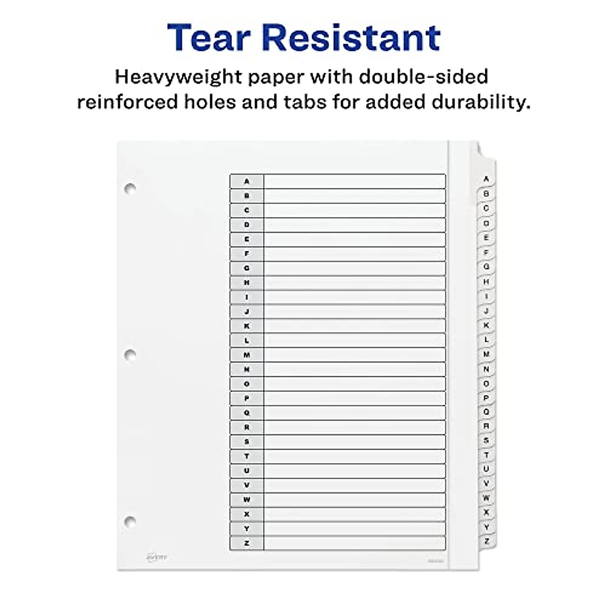 Avery Extra-Wide 26 Tab Dividers for 3 Ring Binders, Customizable Table of Contents, Multicolor Tabs, 1 Set (11166)