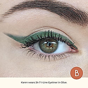 Beauty For Real I-Line 24-7 Eyeliner, Olive - Warm Olive Green with Gold Shimmer - Long-Wearing, Waterproof Gel Formula - Safe for Sensitive Eyes & Contact Lens Wearers - 0.01 oz
