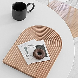 Enkrio Boho Wooden Rainbow Arch Tray Decorative Wood Charcuterie Board Wood Serving Boards for Kitchen Home Decor