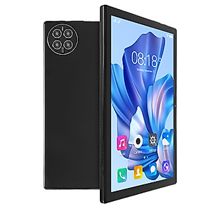 Airshi Smart Tablet, 10in Smart Tablet Octa Core CPU 12GB RAM 256GB ROM Dual Speakers US Plug 100-240V Portable for Office (Black)