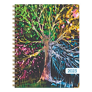 HARDCOVER 2023 Planner: (November 2022 Through December 2023) 8.5"x11" Daily Weekly Monthly Planner Yearly Agenda. Bookmark, Pocket Folder and Sticky Note Set (Black Tree Seasons)