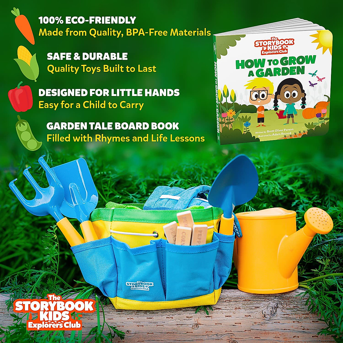 Kids Gardening Tool Set Bundle Includes 2 Color Variations (Pink and Blue) and a Delightful How to Garden Tale Board Book in Each Toy Set