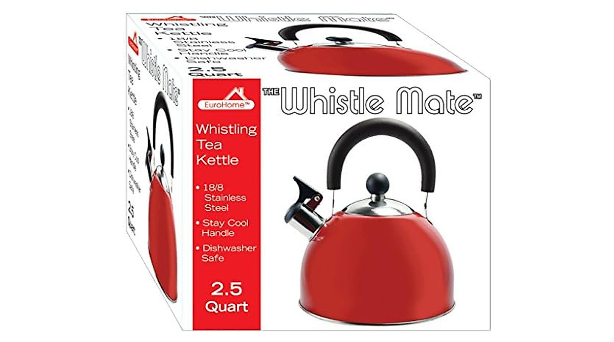 Deep Red 2.5Qt Whistling Tea Kettle | EuroHome