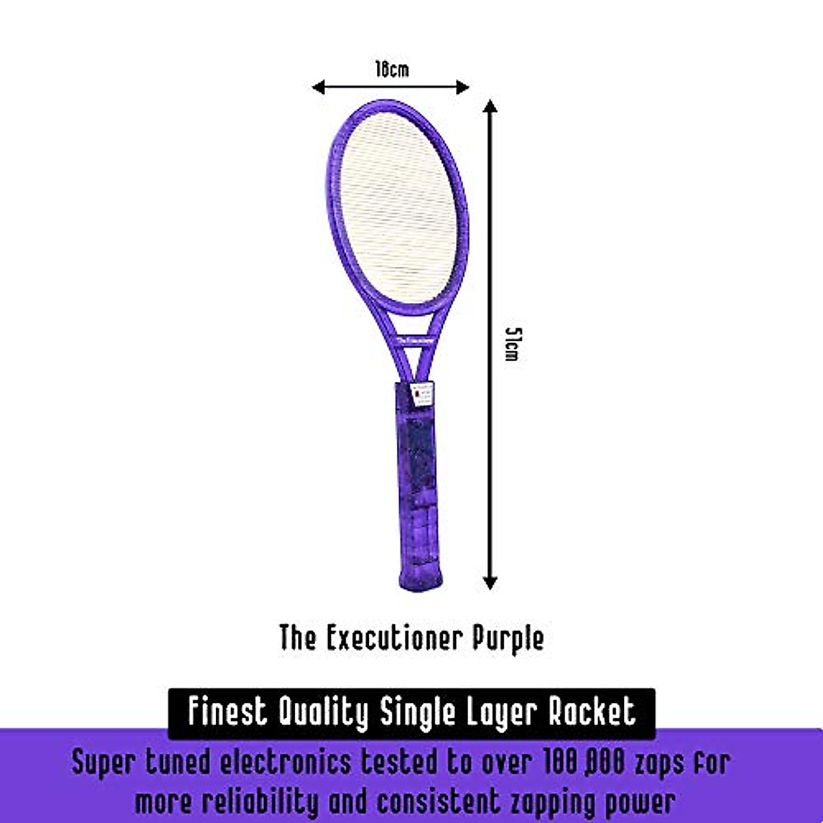 The Executioner Fly Killer Mosquito Swatter Racket Wasp Bug Zapper Indoor Outdoor (Purple)