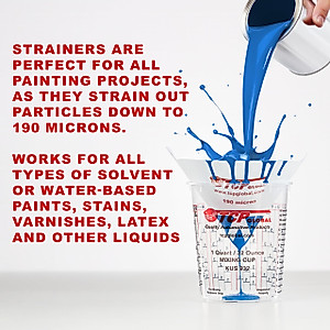 TCP Global 50 Pack of Paint Strainers with Fine 190 Micron Filter Tips - Premium "Pure Blue" Ultra-Flow Blue Nylon Mesh - Cone Paint Filter Screen