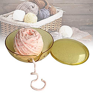 Yarn Bowl, Gold Clear Transparent Home Wool Storage ABS Knitting Crocheting Accessories Holder Knitting Tools with Cover