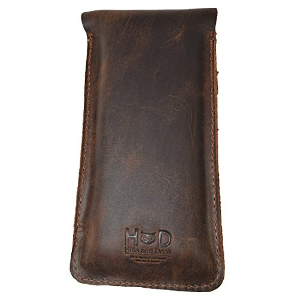 Hide & Drink, Rustic Durable Slim Leather Cigar Case Holder for Three 50 Ring Cigars, Classic, Handmade (Bourbon Brown)