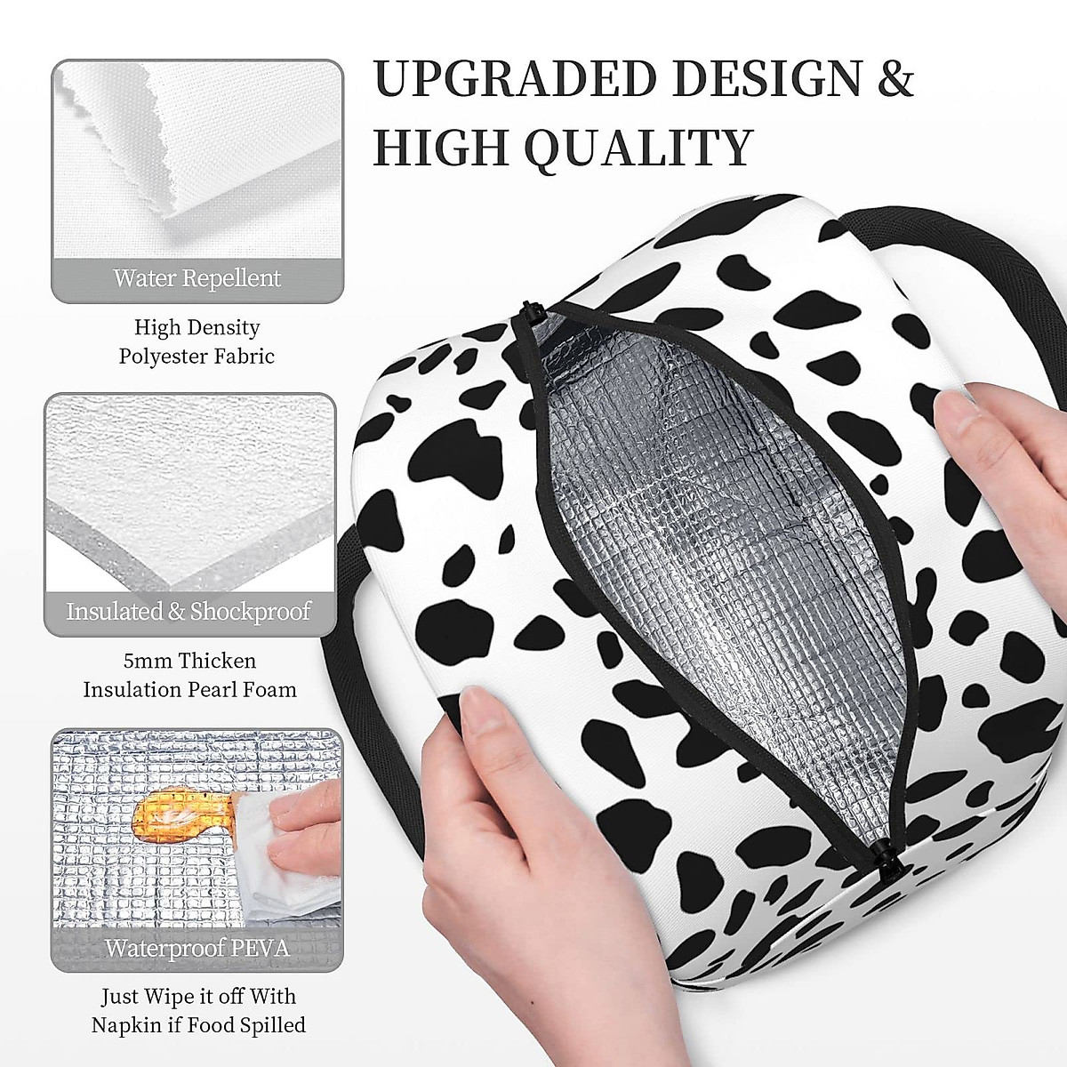 Mokigol Insulated Reusable Lunch Bag for Women/Men,Adult Thermal Tote Lunch Box, Animal Print Portable Leakproof Cooler Bags for Work/School/Picnic/Travel/Beach