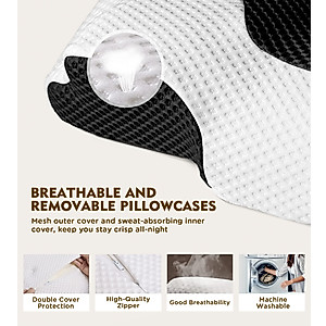 Osteo Cervical Pillow for Neck Pain Relief, Hollow Design Odorless Memory Foam Pillows with Cooling Case, Adjustable Orthopedic Bed Pillow for Sleeping, Contour Support for Side Back Stomach Sleepers