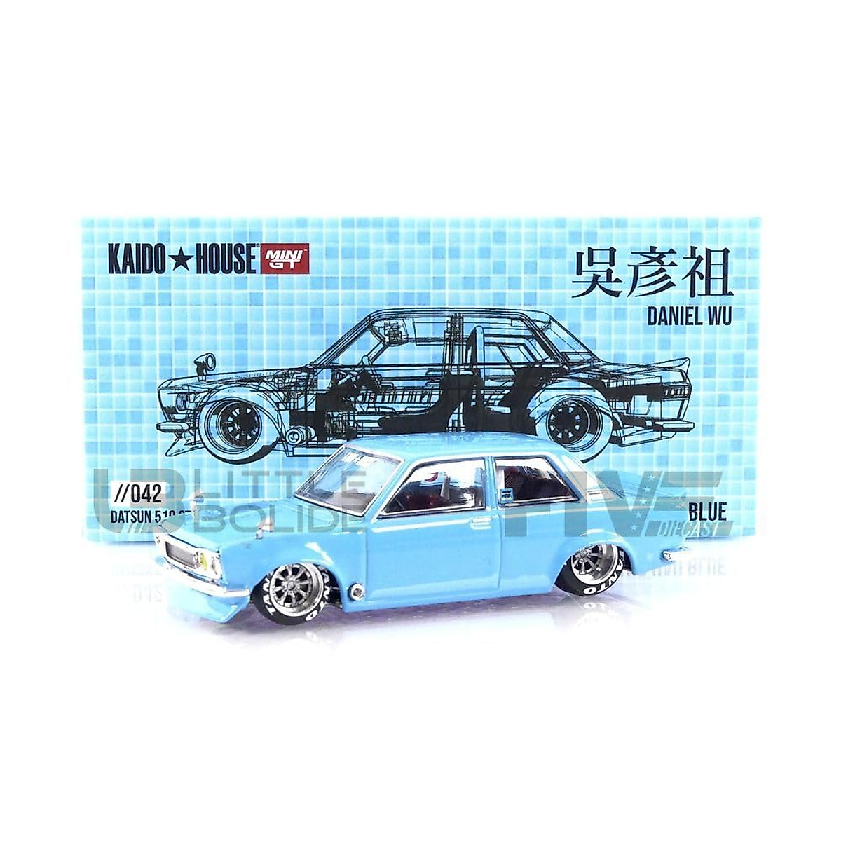 Datsun 510 Street Tanto V1 Hang Hau Blue Designed by Jun Imai Daniel Wu x Kaido House Special 1/64 Diecast Model Car by True Scale Miniatures KHMG042