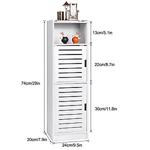 NOKAMW White Floor Standing Waterproof Bathroom Cabinets,Storage Accessories Cabinet for Bathroom,Furniture for Bathroom Bedroom Hallway,Storage Cupboard Unit with Daily use Layer 29x7.9x9.5inch