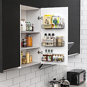 Moforoco Spice Rack Organizer Wall Mount (6Pack), Hanging Black Spice Pantry Organization Storage Shelf, Farmhouse Seasoning Organizer, Flexible Wall Shelves Decor Kitchen Essentials Home Organization