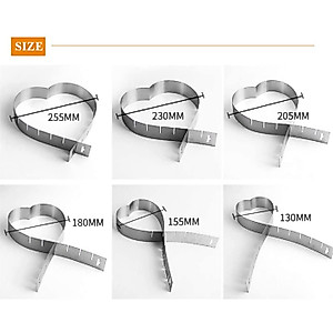 YYYFEI Multipurpose Round Steel Ring，Cake Mold Ring, Adjustable Cake Mold Ring for Baking, Premium Quality Functional Baking Gifts (Heart-shaped)