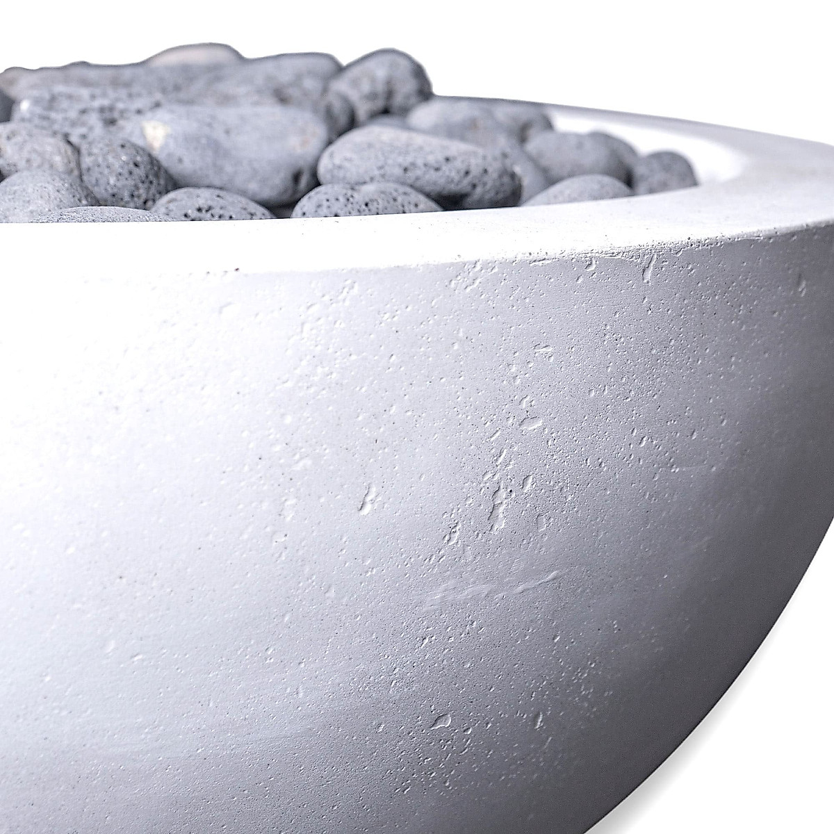 30" Premium Concrete Fire Bowl - Dark Grey Cement Round Natural Gas Fire Pit - Outdoor Fire Table with Key Valve GFRC (30" Diameter x 13" High) (Pewter)
