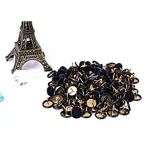 PTC Office 120PCS Steel Thumbtacks Drawing Pins Plastic Round Head Thumb Tacks 10mm/0.39 Inch Dia (Black)